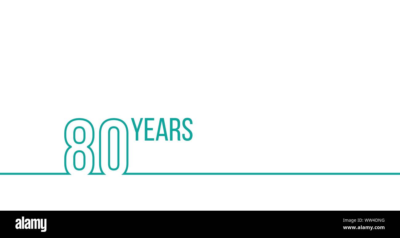 80 years anniversary or birthday. Linear outline graphics. Can be used ...