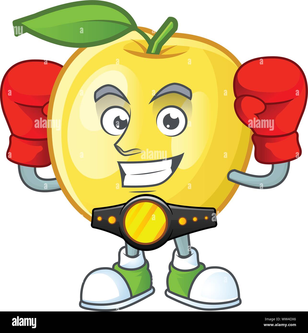 Boxing golden apple with cartoon character style Stock Vector Image ...