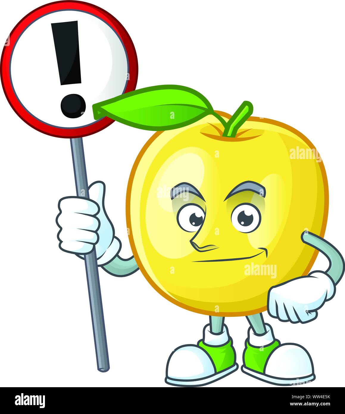 With sign golden apple with cartoon character style Stock Vector Image ...