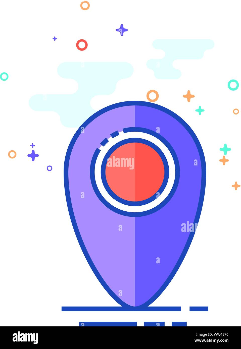 Road map icon in outlined flat color style. Vector illustration Stock ...