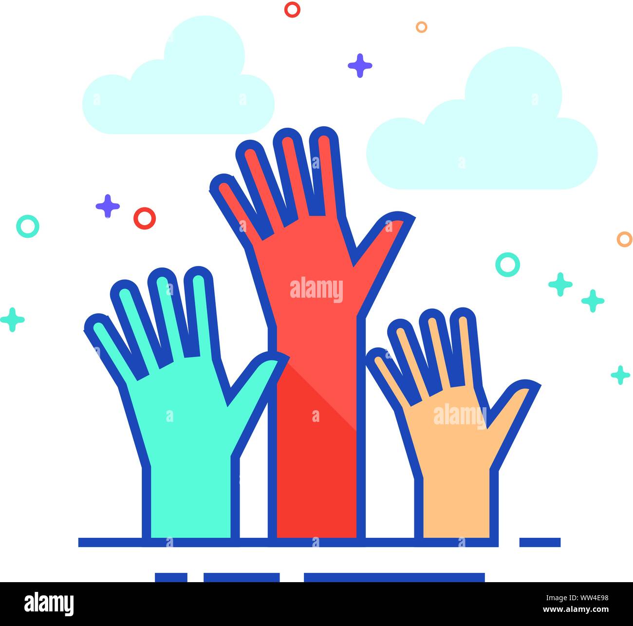 Hands icon in outlined flat color style. Vector illustration Stock ...