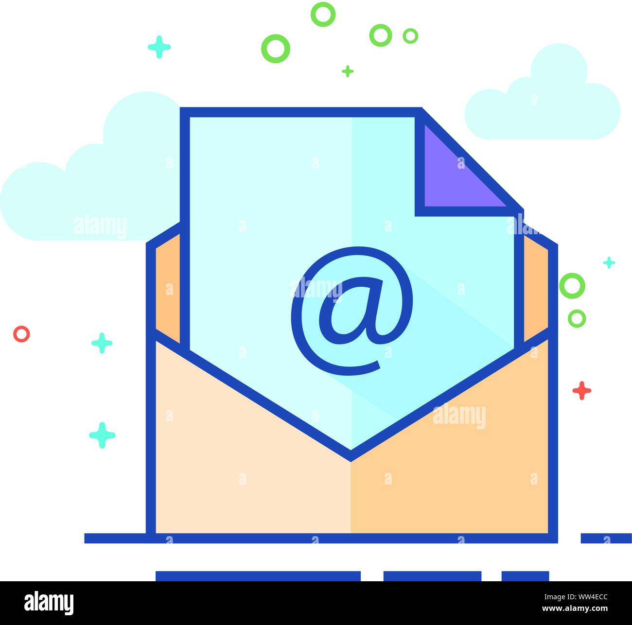 Envelope icon in outlined flat color style. Vector illustration Stock ...