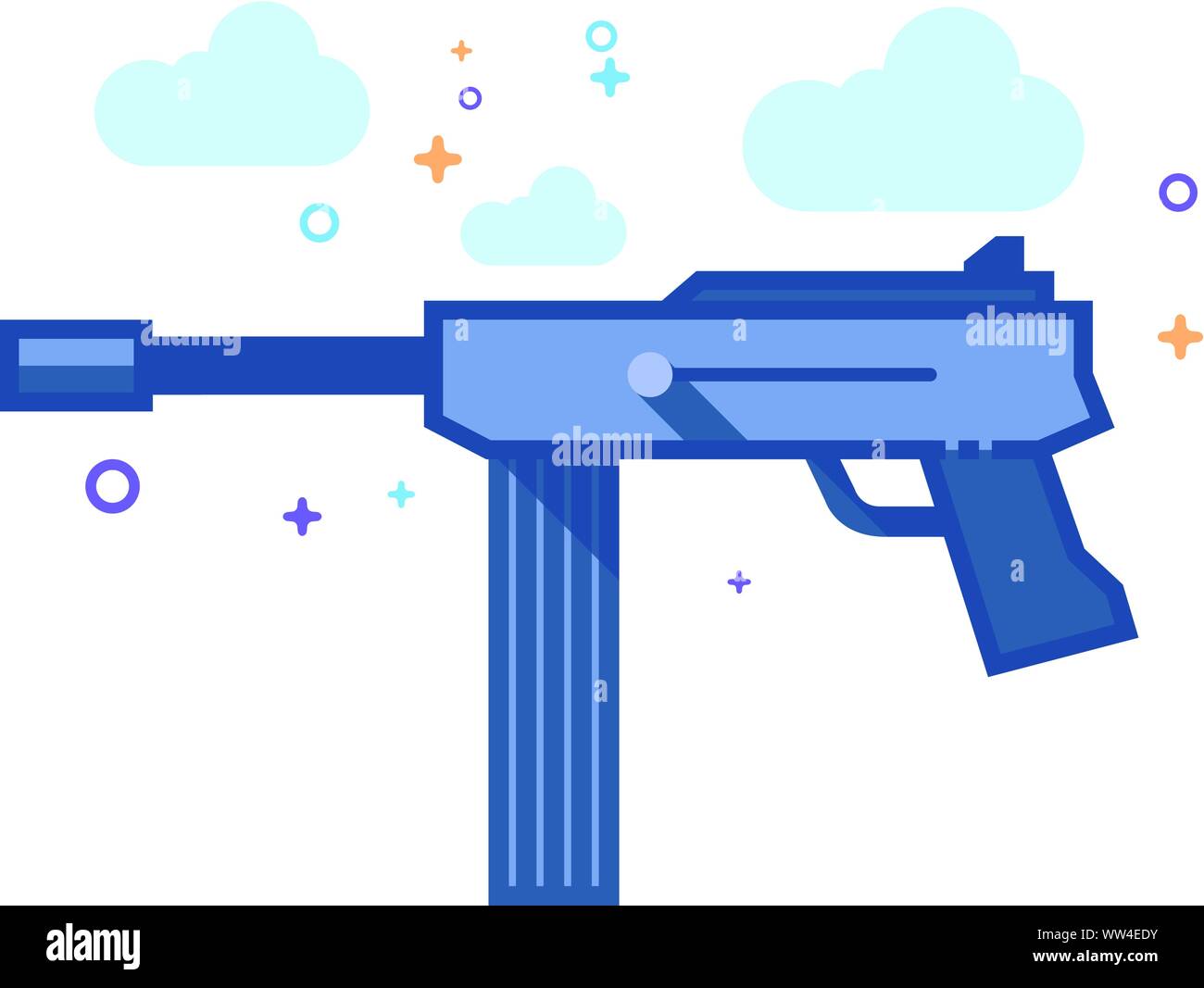 Vintage firearm icon in outlined flat color style. Vector illustration ...