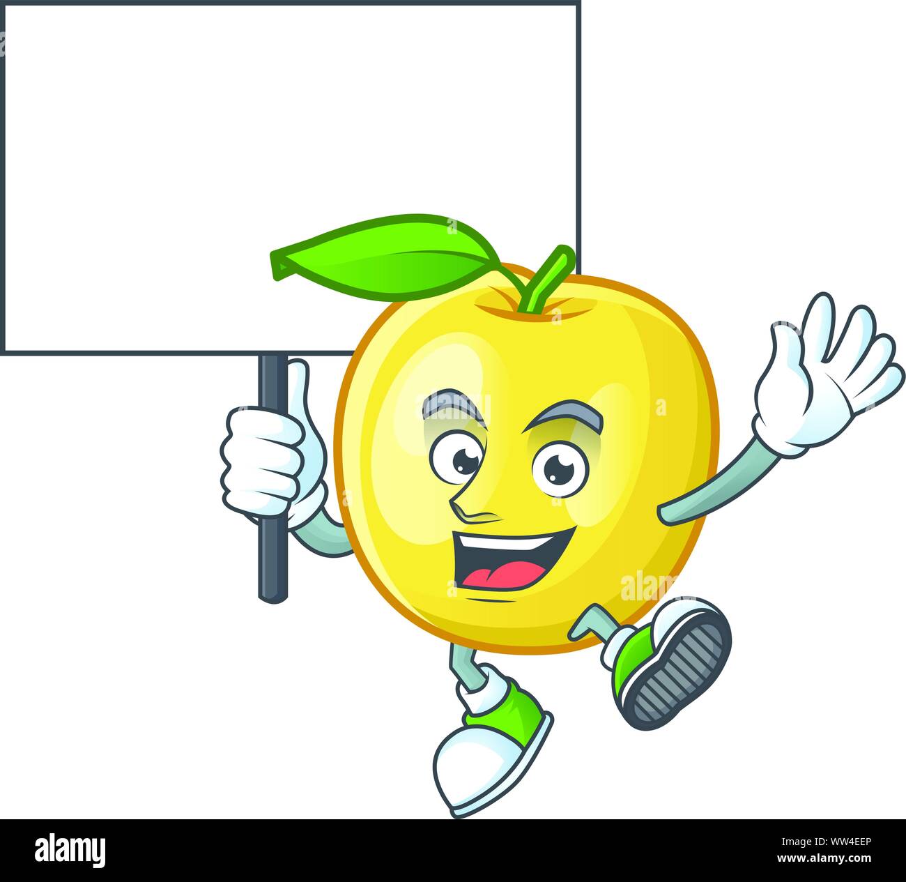 Bring board golden apple with cartoon character style Stock Vector ...