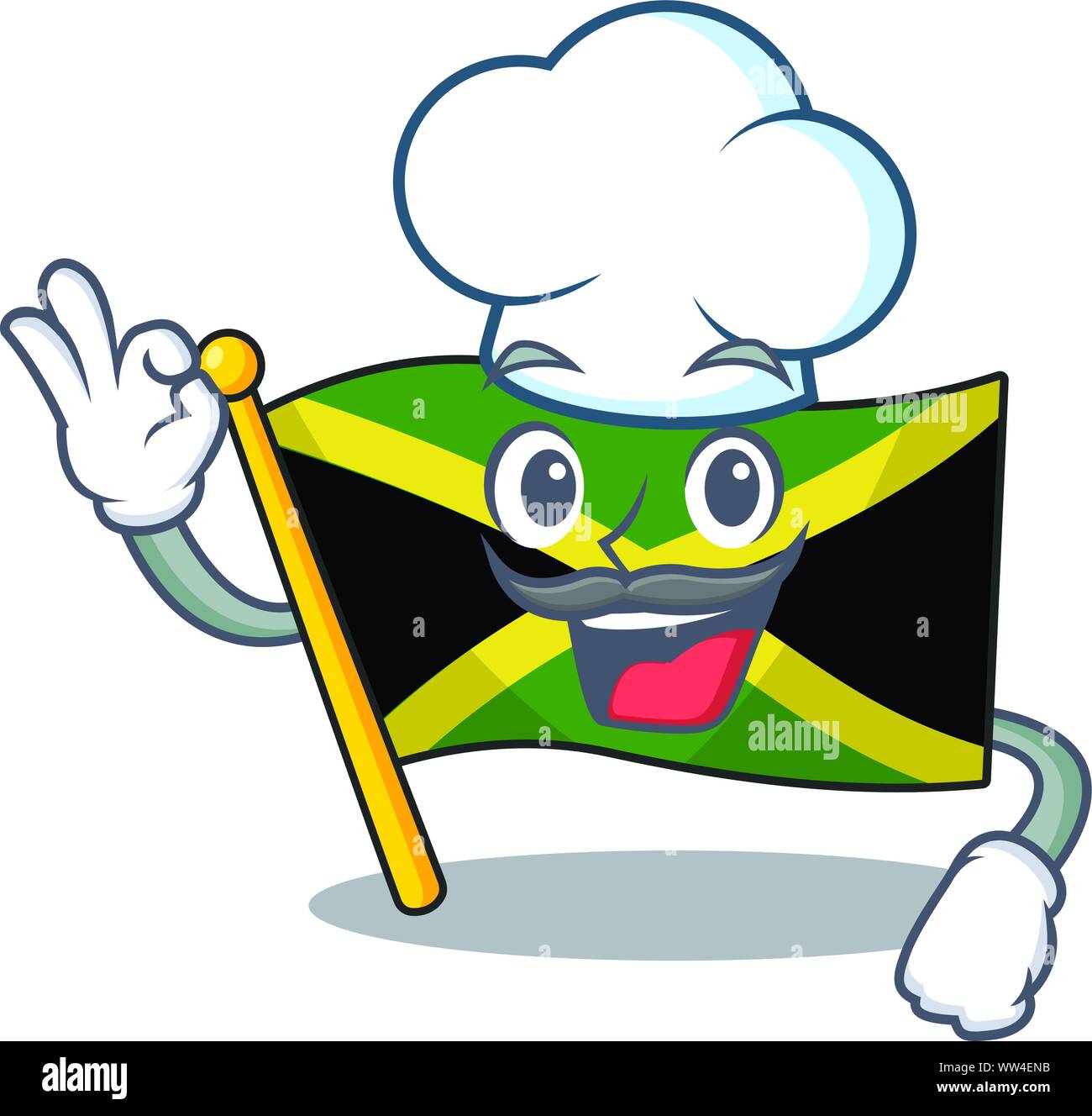 Chef cartoon jamaica flag hoisted on mascot pole Stock Vector Image ...