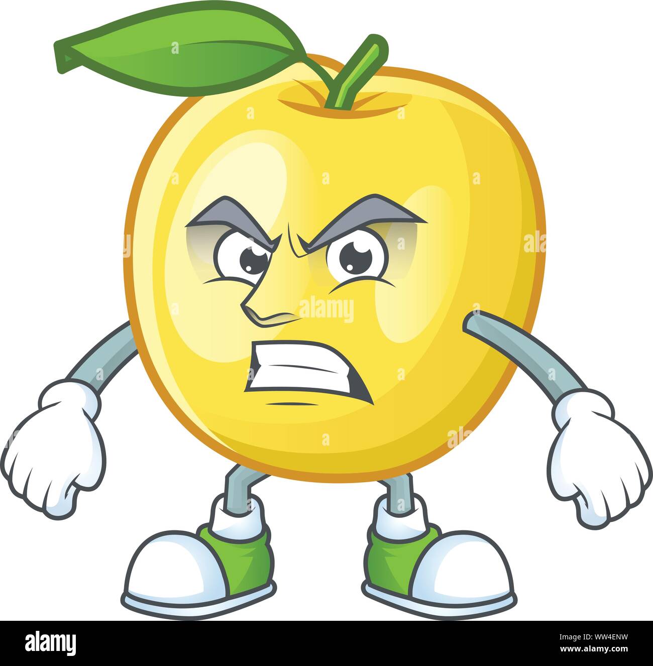 Scream golden apple fruit cartoon on white background Stock Vector ...