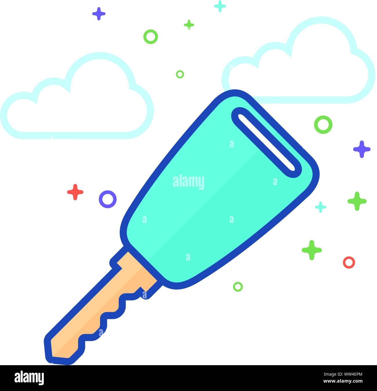 Key icon in outlined flat color style. Vector illustration Stock Vector ...