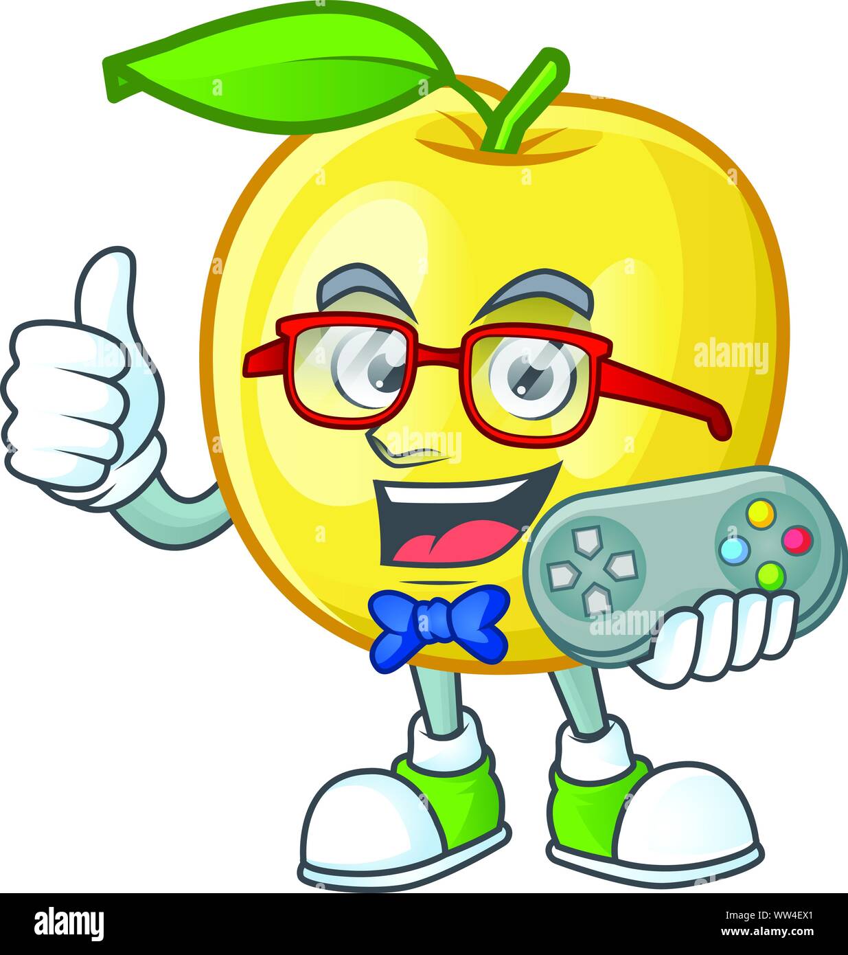 Gamer golden apple cartoon character for design Stock Vector Image ...