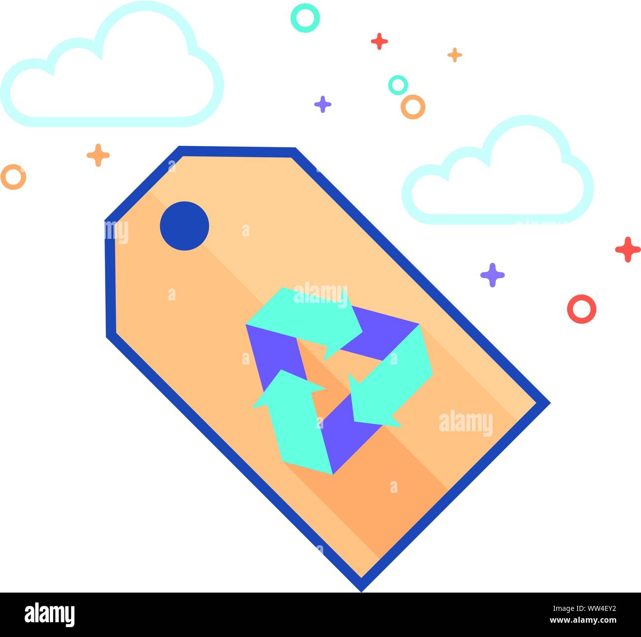 Recycle label icon in outlined flat color style. Vector illustration ...