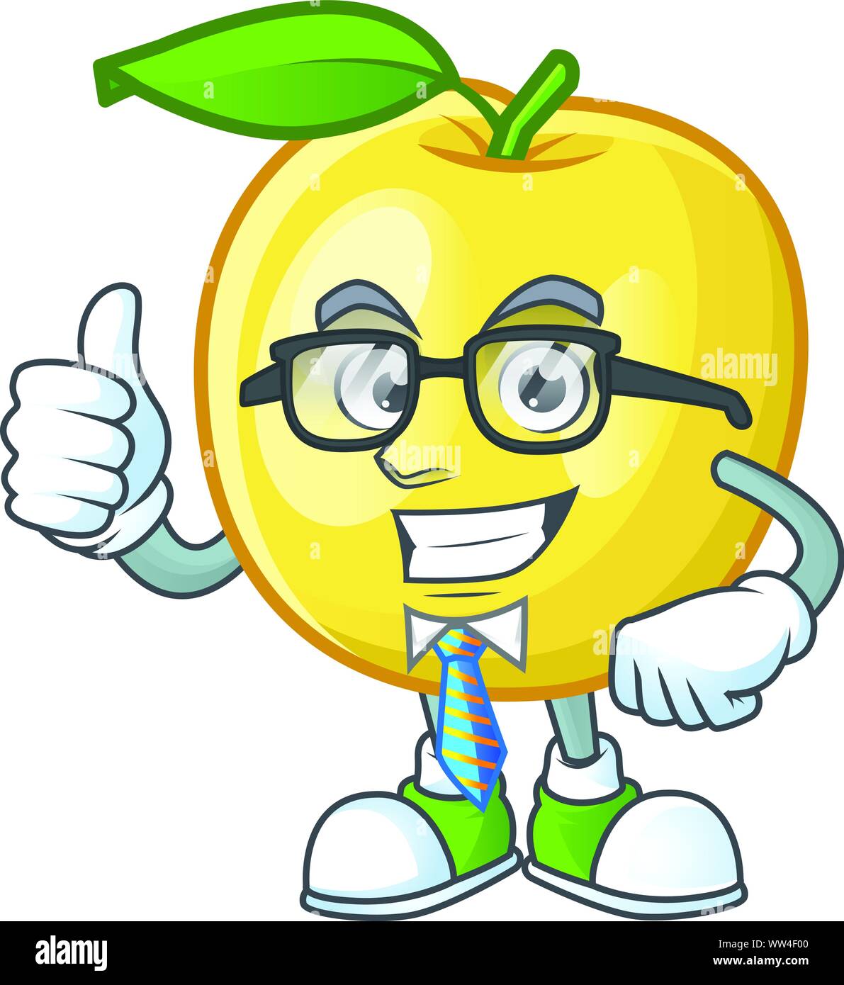 Businessman golden apple fruit cartoon on white background Stock Vector ...