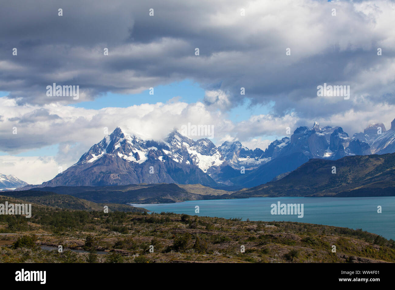 Lago del Toro looking back to The Blue Massif Torres del Paine National ...