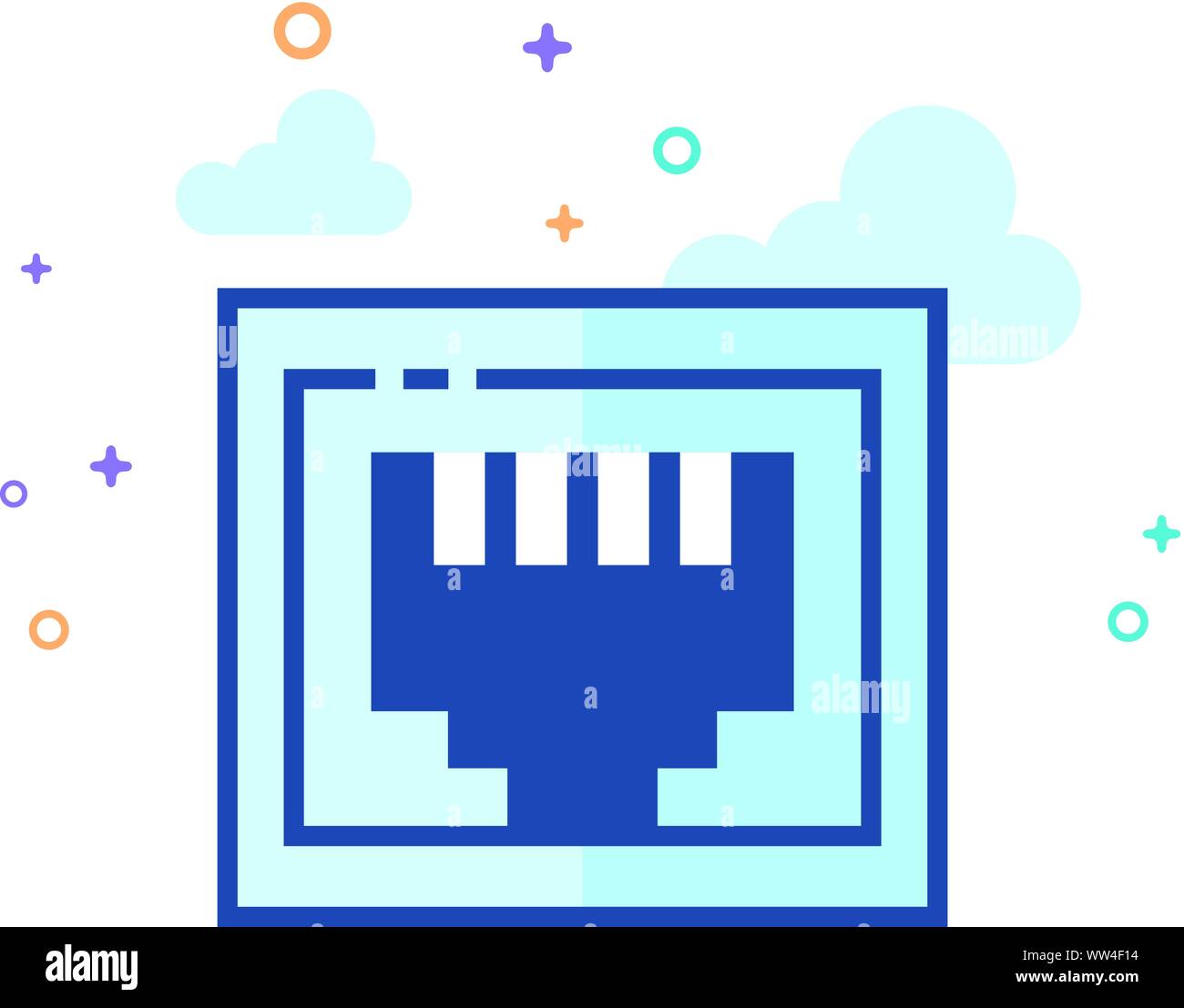 Local area connector icon in outlined flat color style. Vector ...