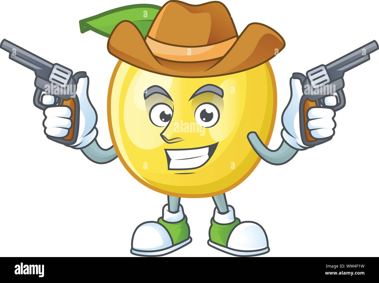 Cowboy golden apple with cartoon character style Stock Vector Image ...