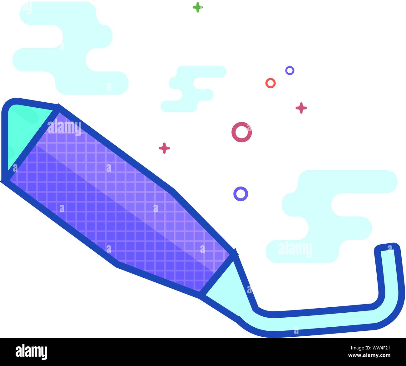Motorcycle exhaust icon in outlined flat color style. Vector ...