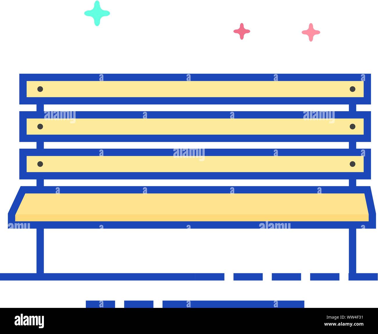 Park bench icon in outlined flat color style. Vector illustration Stock ...
