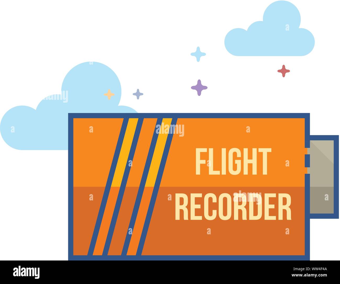 Flight recorder icon in outlined flat color style. Vector illustration ...