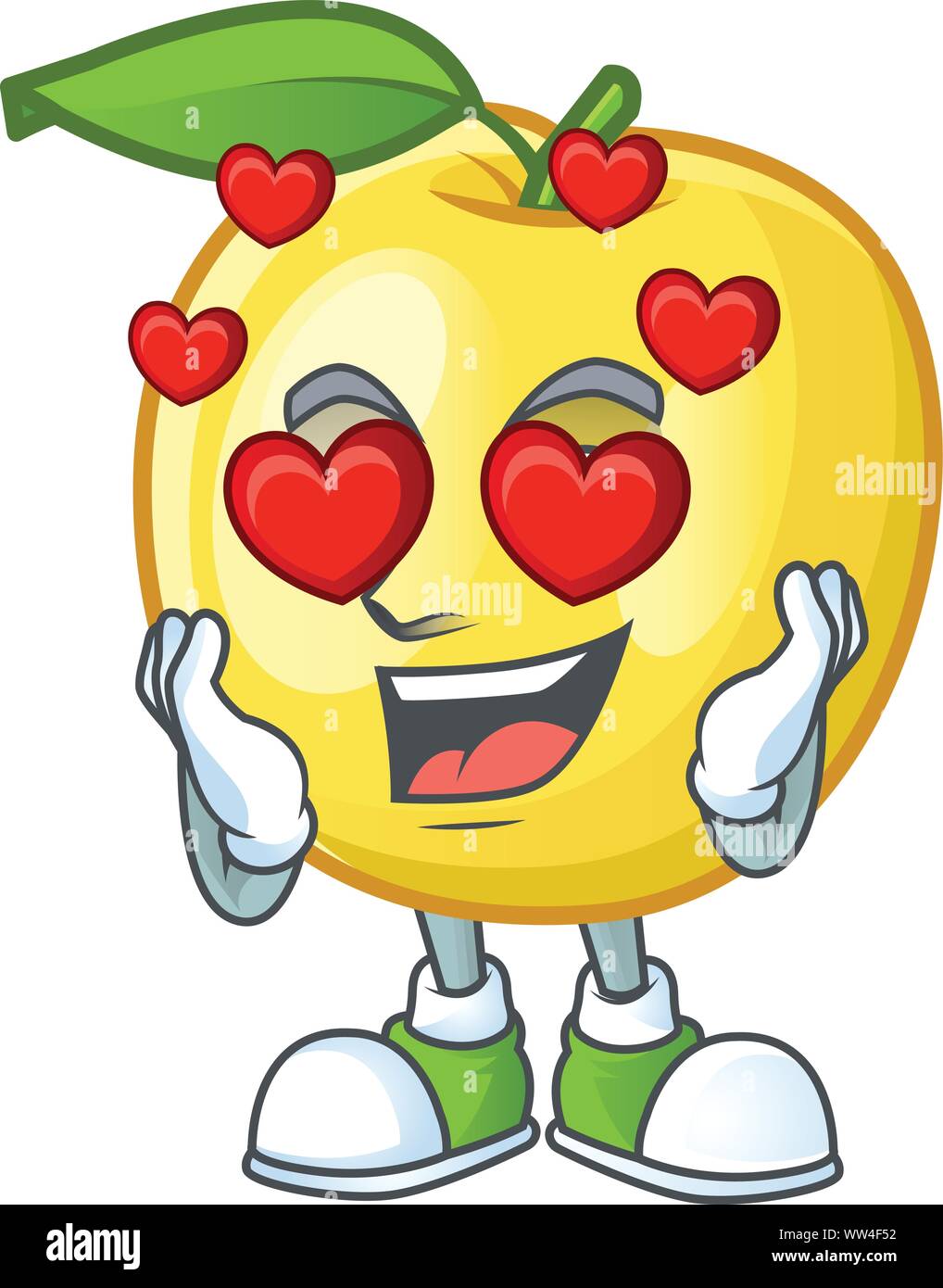 In love golden apple cartoon character for design Stock Vector Image ...