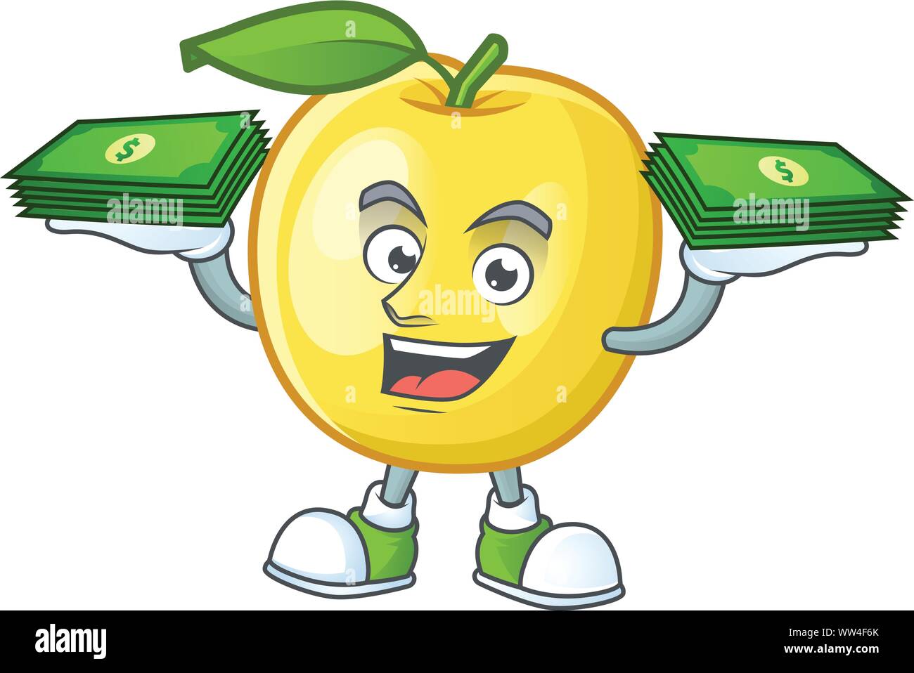 With money bag golden apple cartoon character for design Stock Vector ...