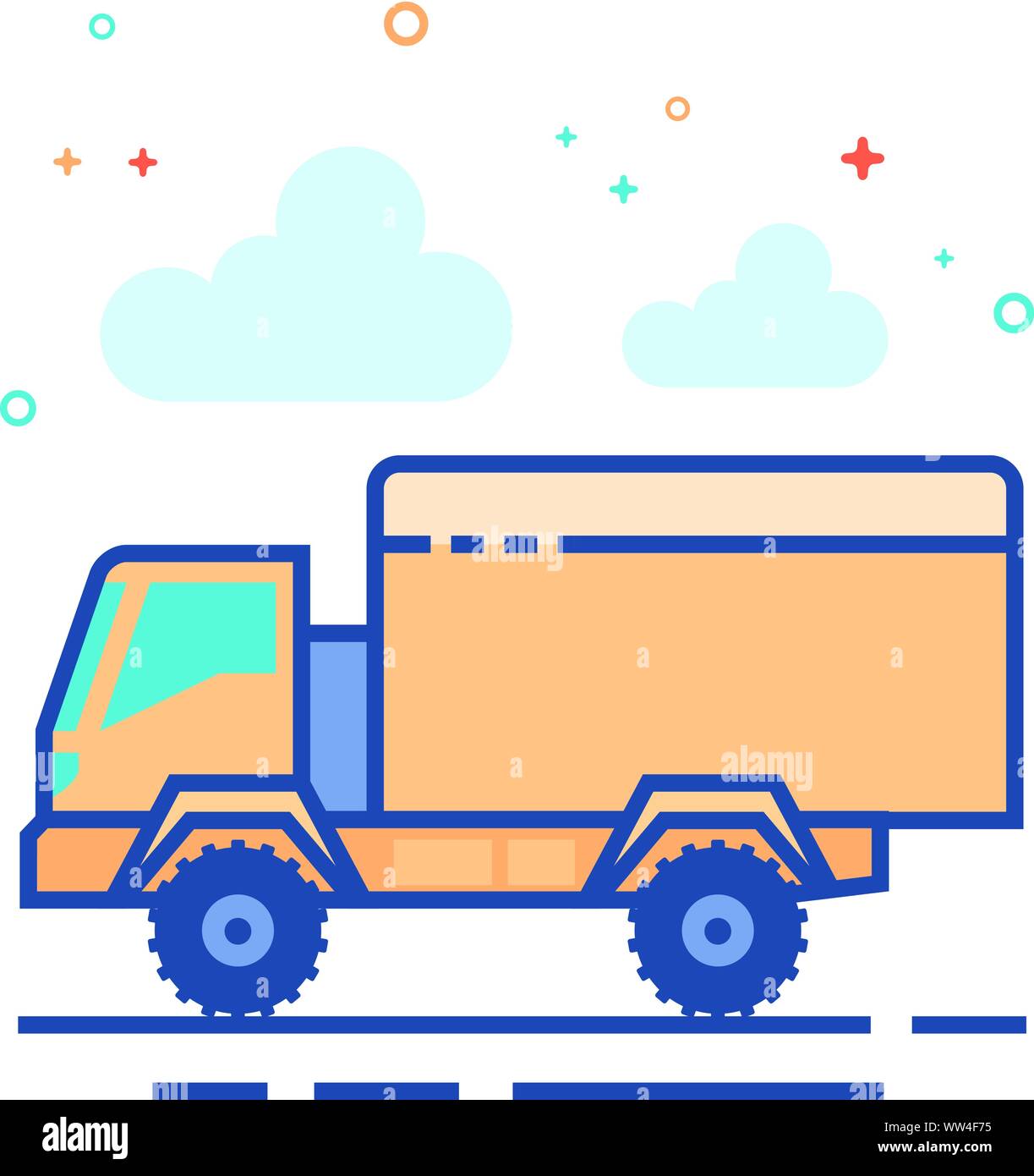Military ambulance icon in outlined flat color style. Vector ...