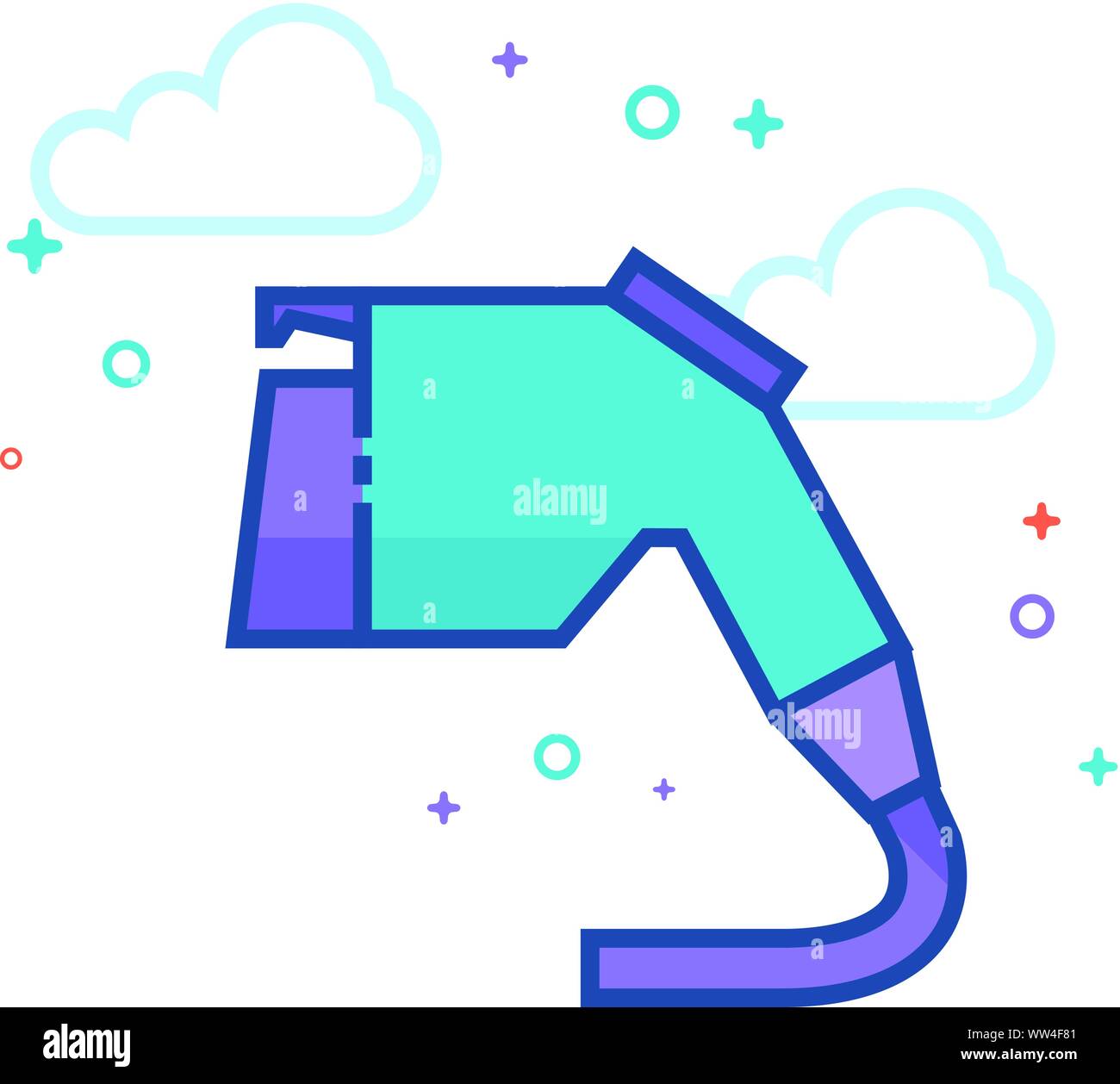 Electric vehicle charger icon in outlined flat color style. Vector ...