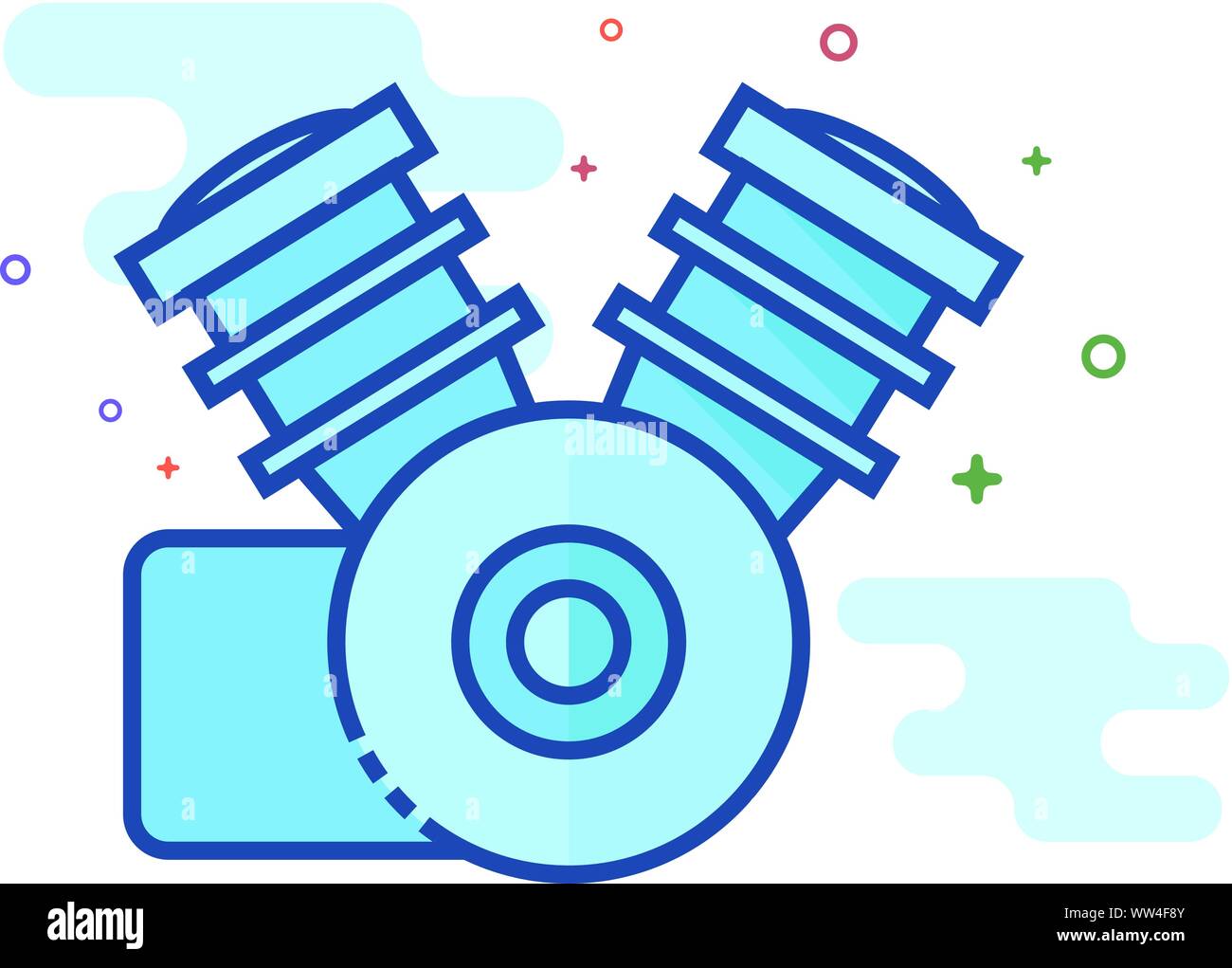 Motorcycle machine icon in outlined flat color style. Vector ...
