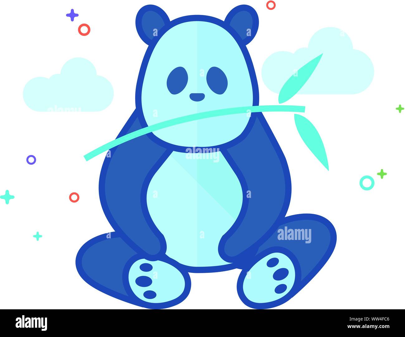 Panda icon in outlined flat color style. Vector illustration Stock ...