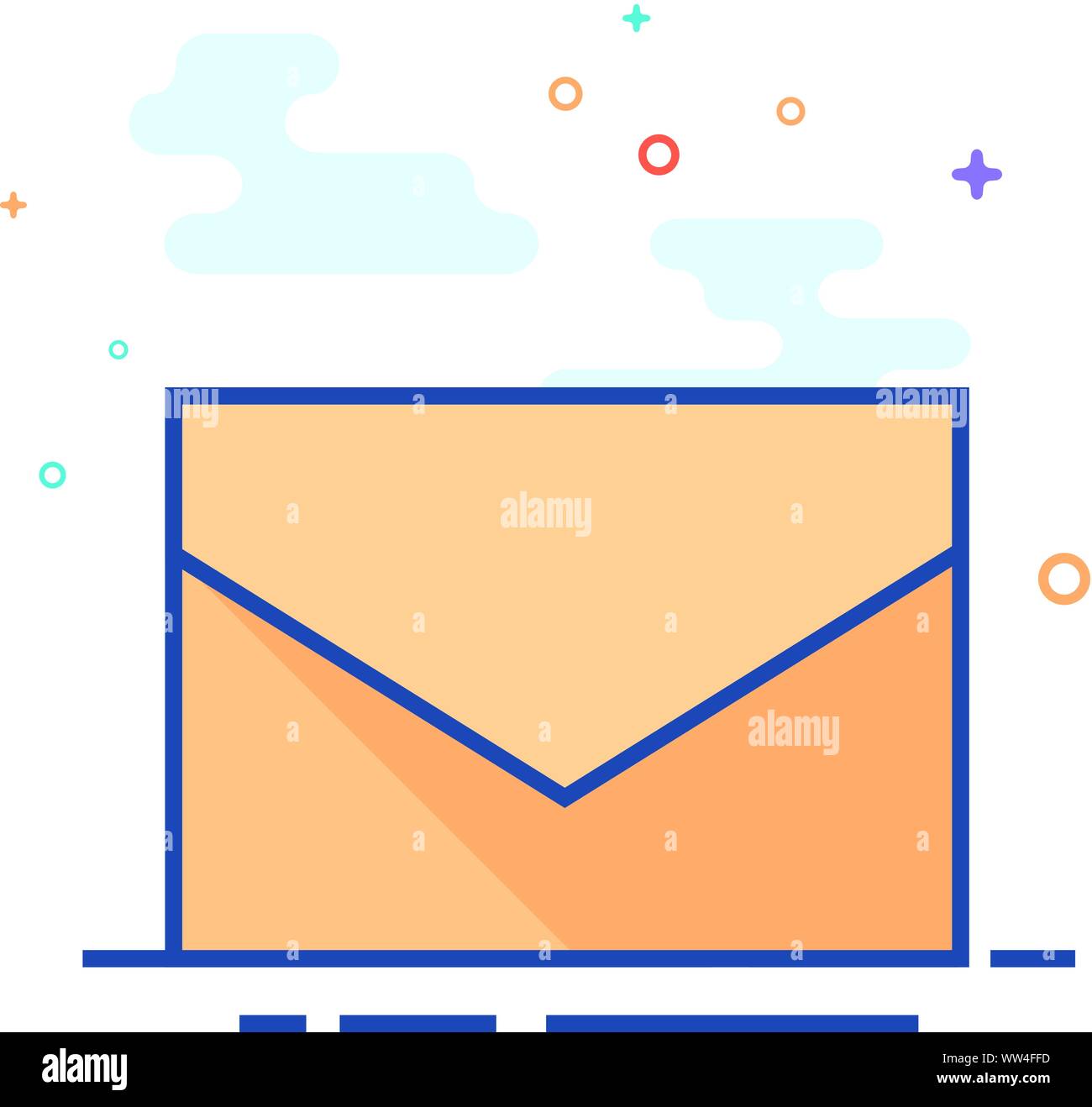 Envelope icon in outlined flat color style. Vector illustration Stock ...