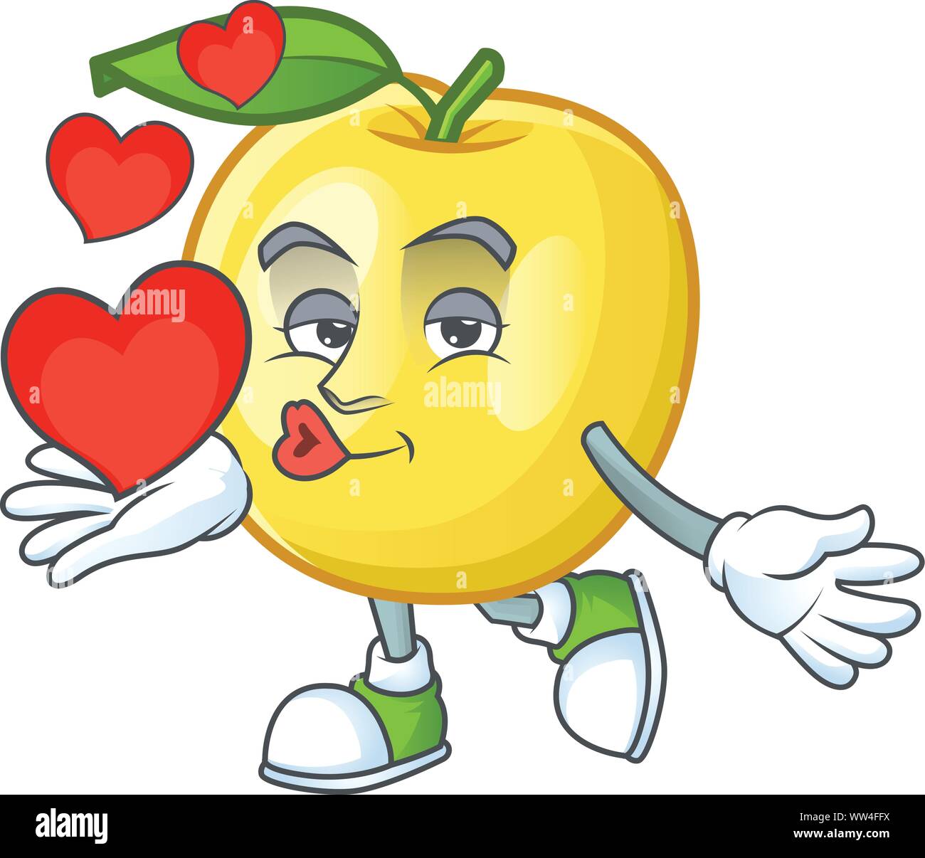 With heart golden apple cartoon character for design Stock Vector Image ...