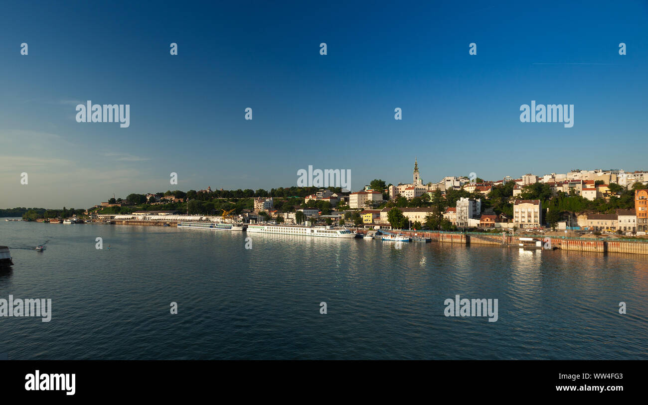 Belgrade's waterfront area facing the Sava river, Serbia Stock Photo ...