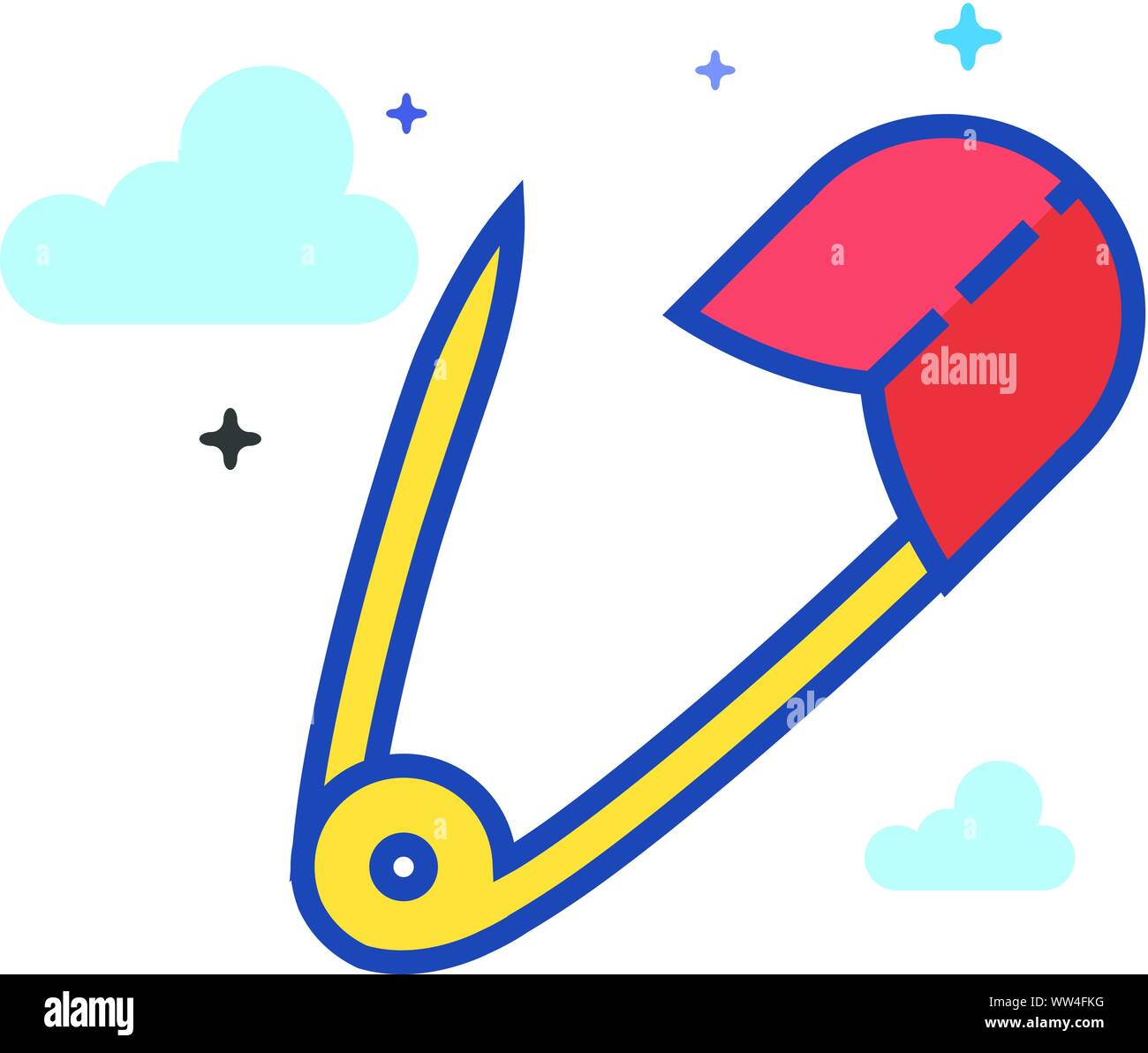 Pin icon in outlined flat color style. Vector illustration Stock Vector ...