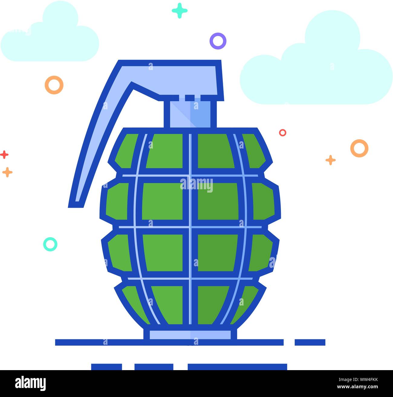 Grenade icon in outlined flat color style. Vector illustration Stock ...