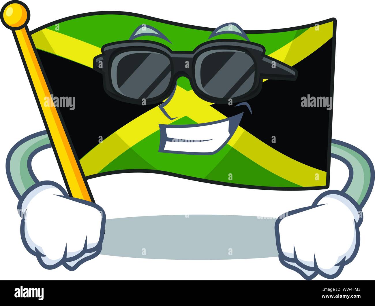 Super cool cartoon jamaica flag hoisted on mascot pole Stock Vector ...