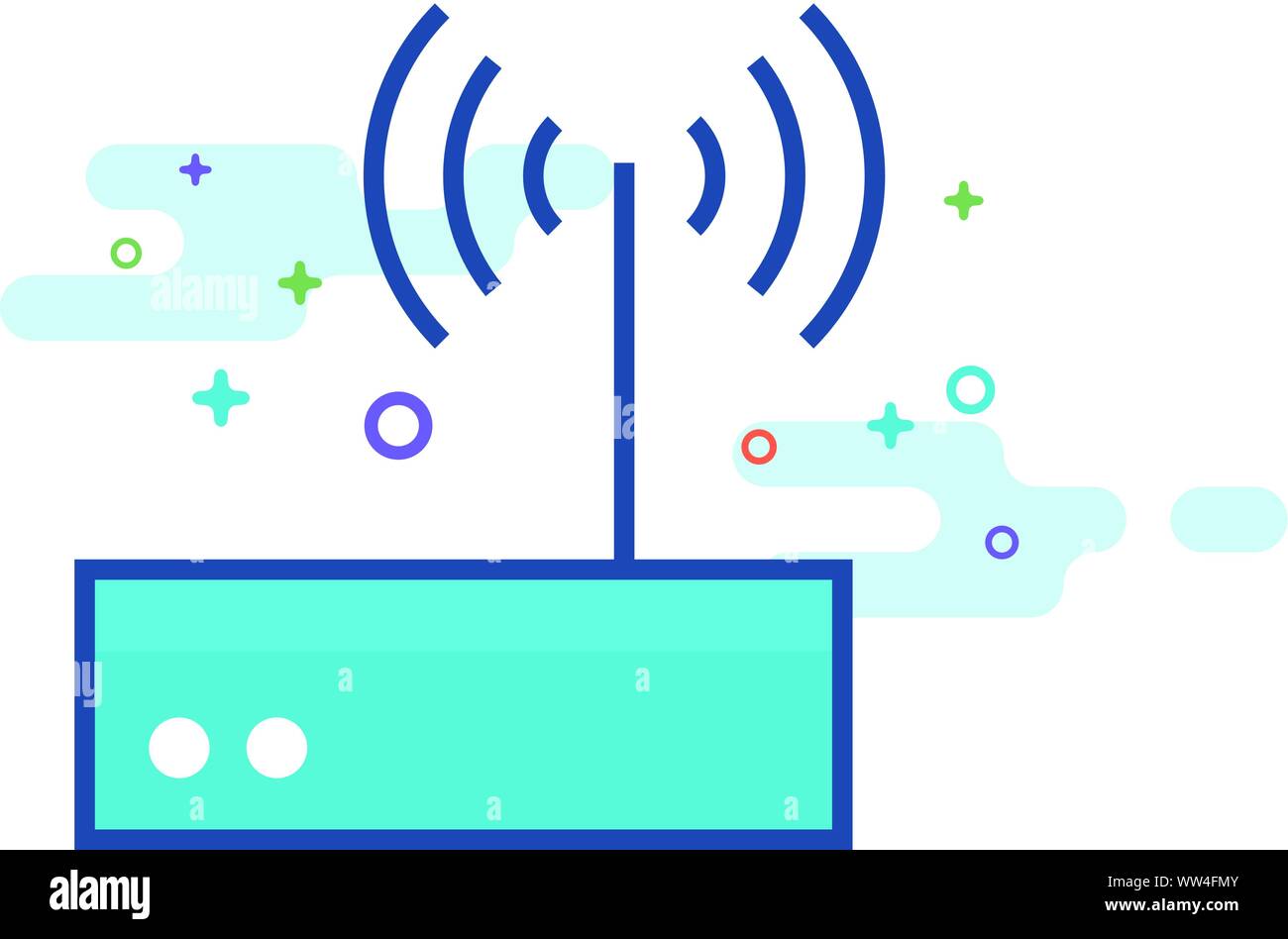 Internet router icon in outlined flat color style. Vector illustration ...