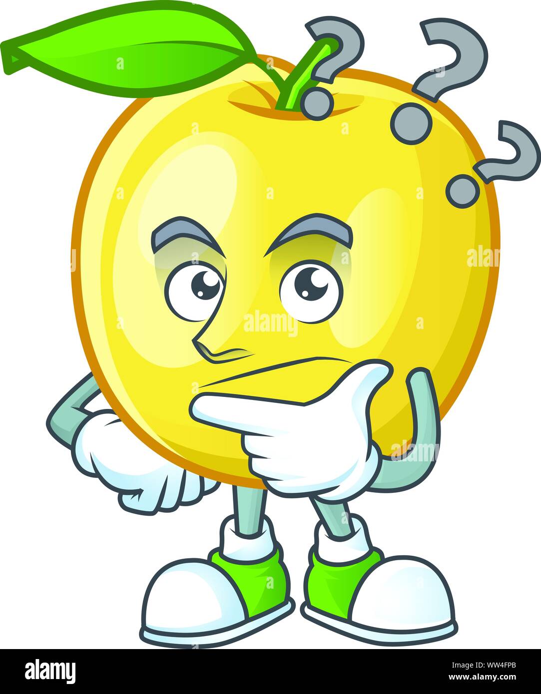 Thinking golden apple cartoon character for design Stock Vector Image ...