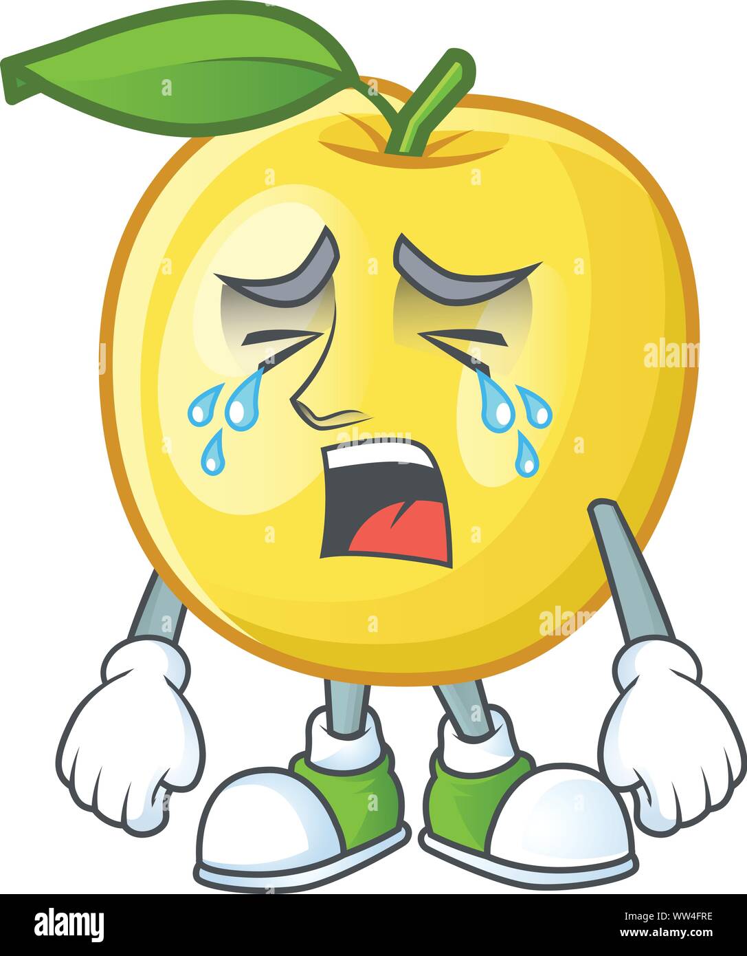 Crying golden apple cartoon character for design Stock Vector Image ...