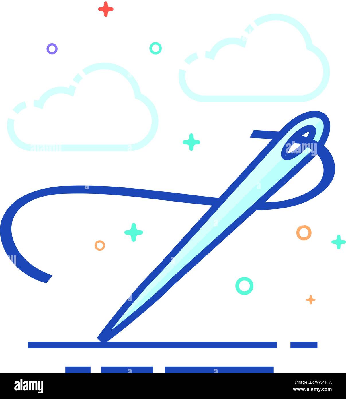 Needle icon in outlined flat color style. Vector illustration Stock ...