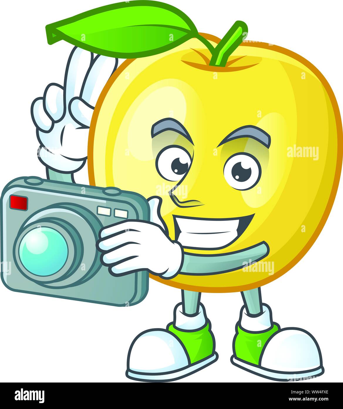 Photographer golden apple cartoon character for design Stock Vector ...