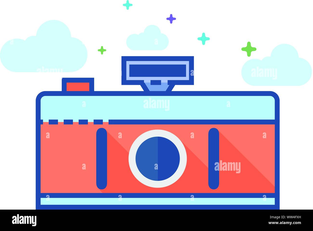 Panorama camera icon in outlined flat color style. Vector illustration ...