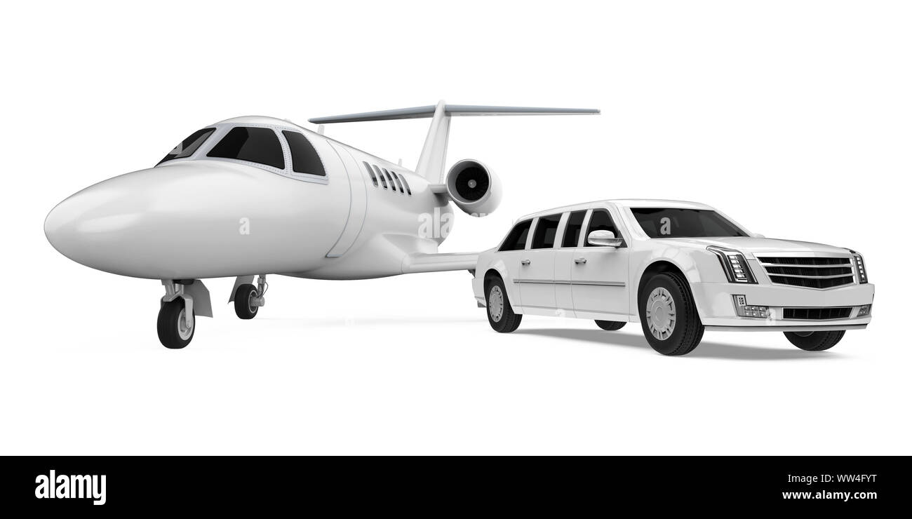 Luxury Limousine Car and Private Jet Isolated Stock Photo - Alamy