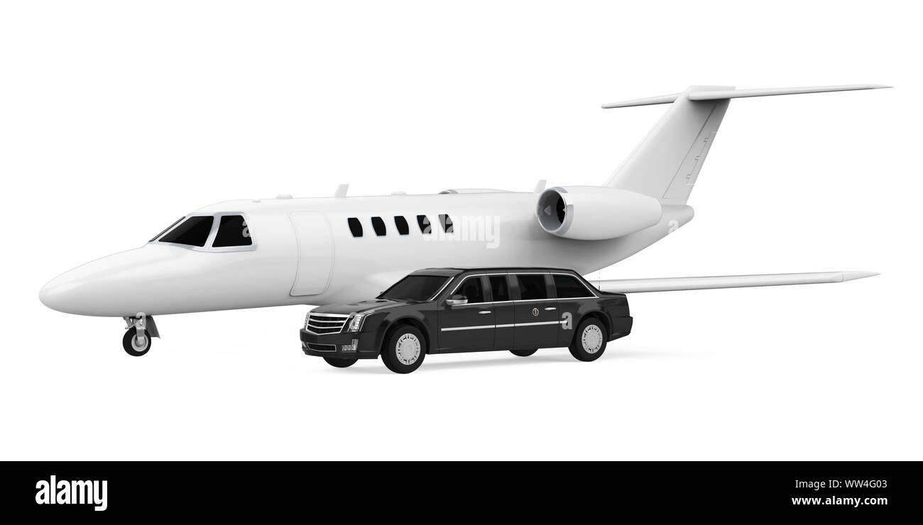 Luxury Limousine Car and Private Jet Isolated Stock Photo - Alamy