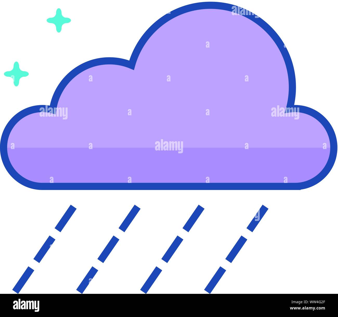 Rain cloud icon in outlined flat color style. Vector illustration Stock ...