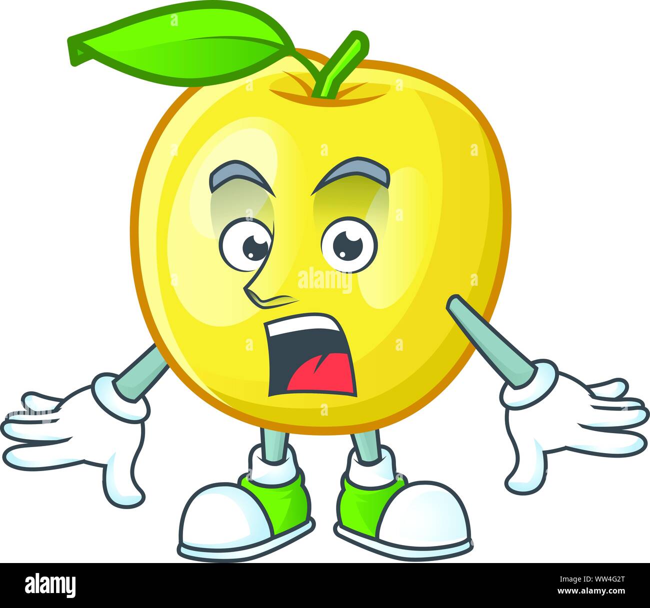 Surprised golden apple cartoon character for design Stock Vector Image ...