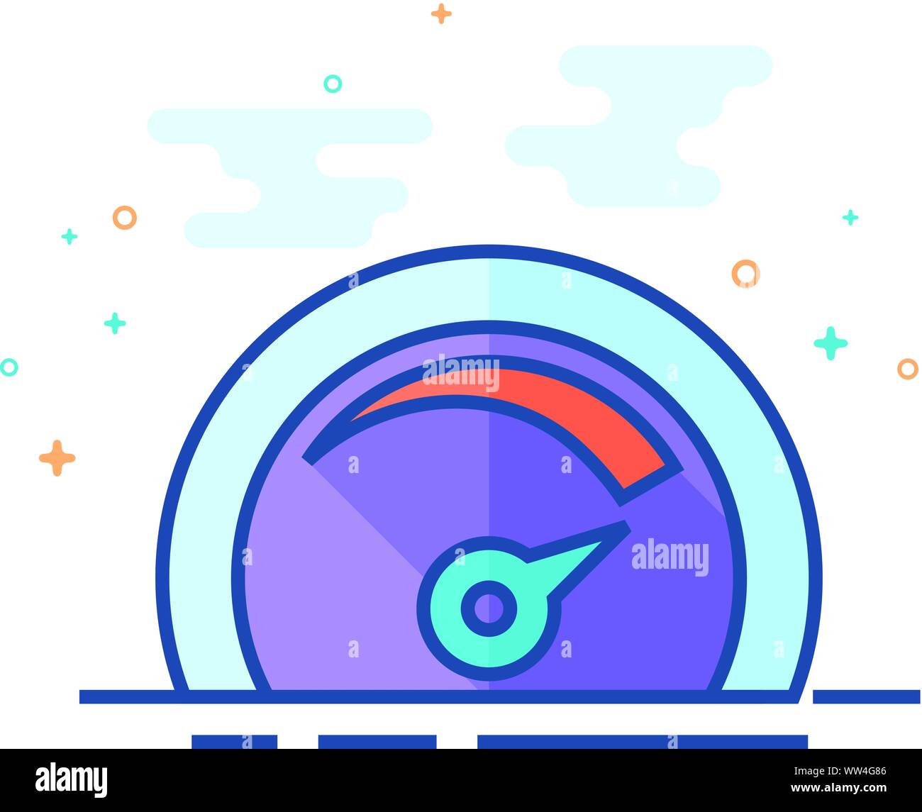 Dashboard icon in outlined flat color style. Vector illustration Stock ...