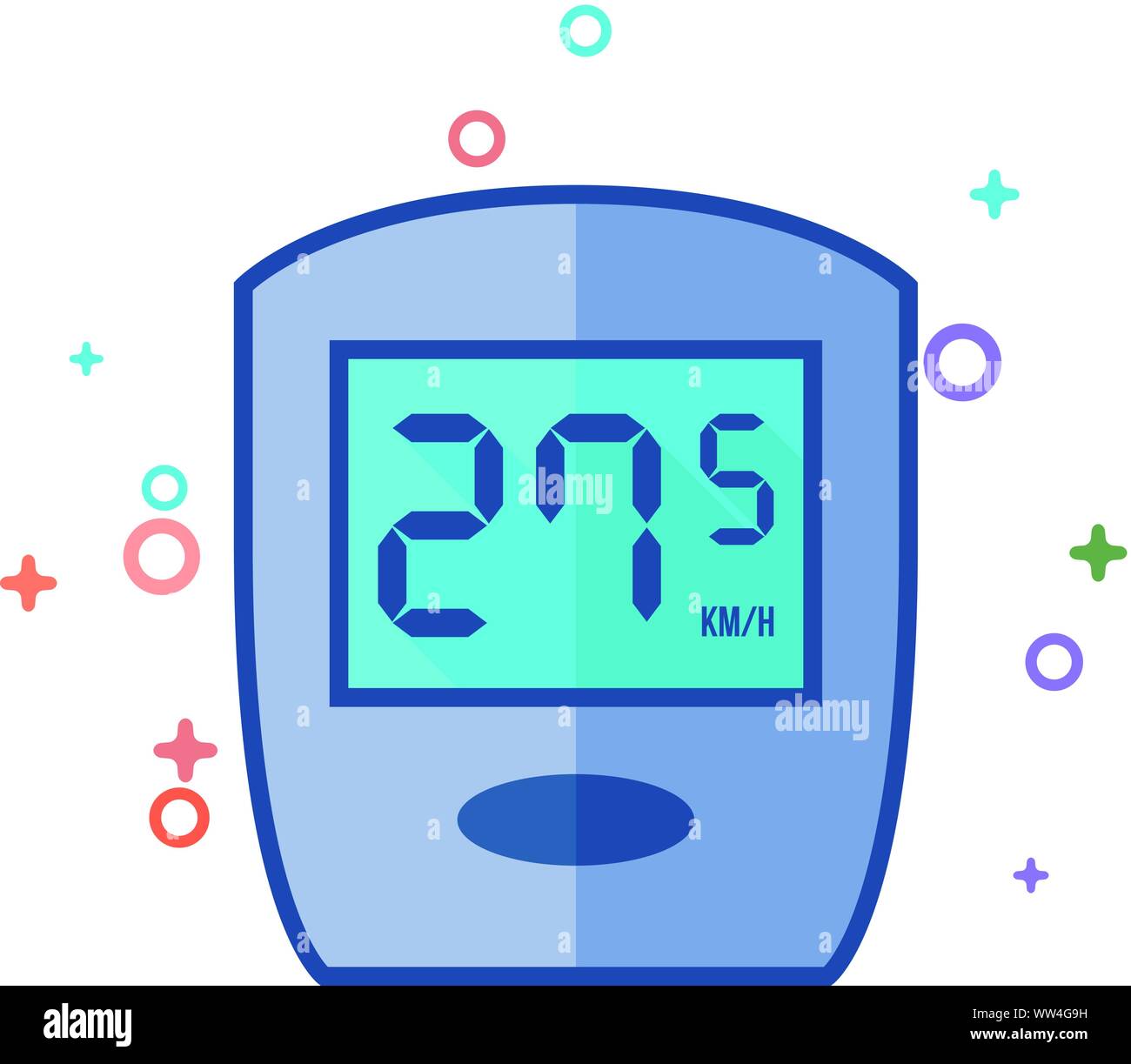 Cycle computer icon in outlined flat color style. Vector illustration ...