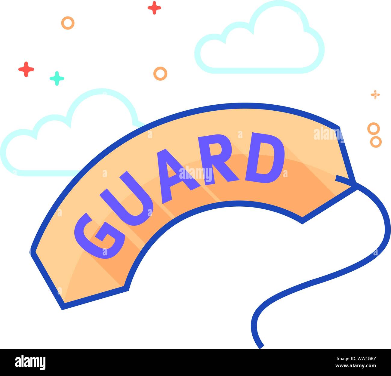 Rescue tube icon in outlined flat color style. Vector illustration ...