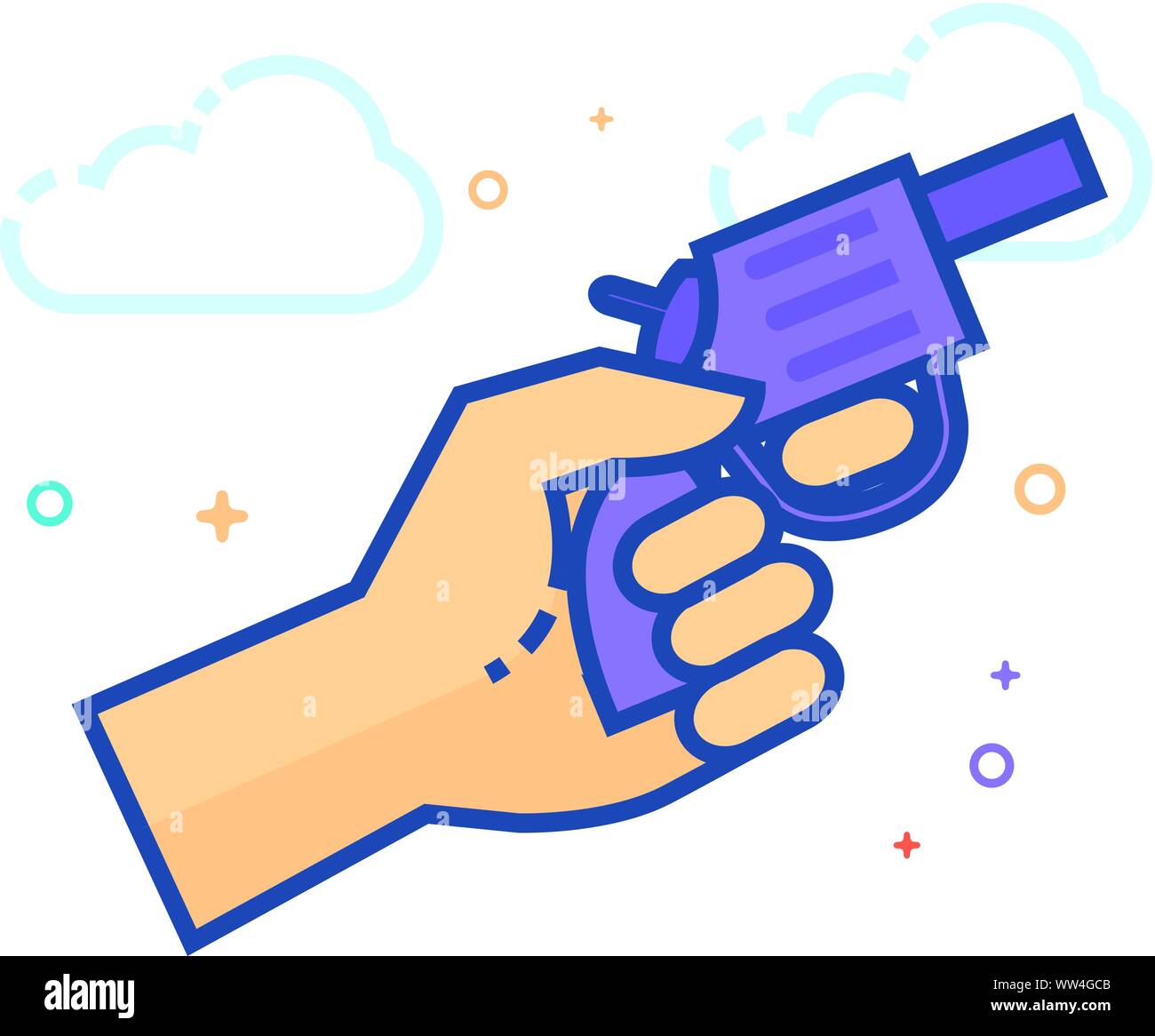 Starting gun icon in outlined flat color style. Vector illustration ...