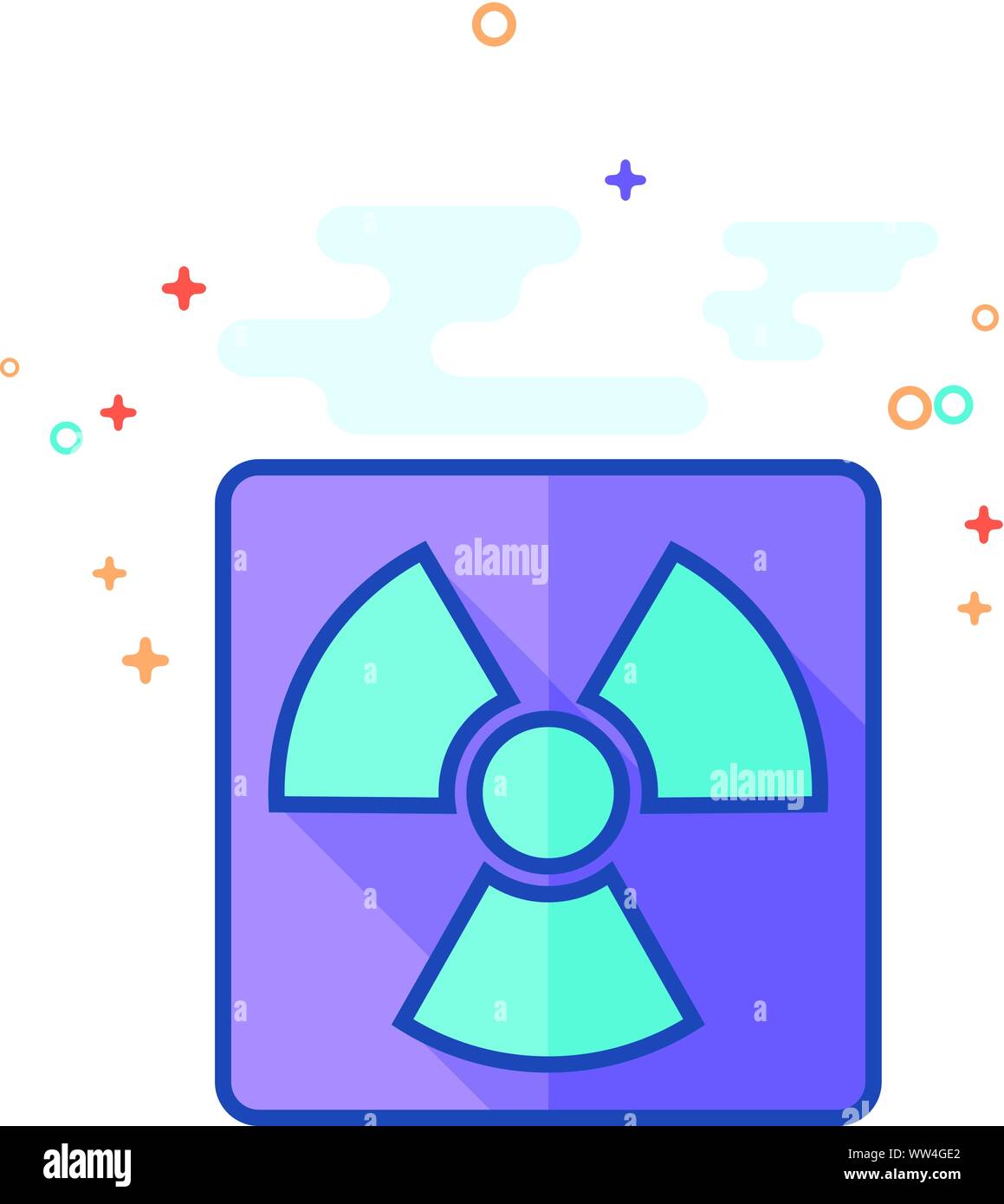 Radioactive symbol icon in outlined flat color style. Vector ...