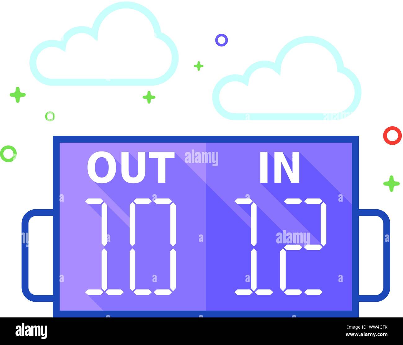 Player substitution board icon in outlined flat color style. Vector ...