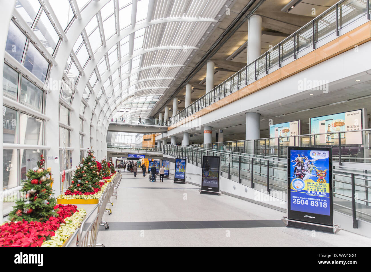 Hong Kong International Airport transportation hub building interior ...