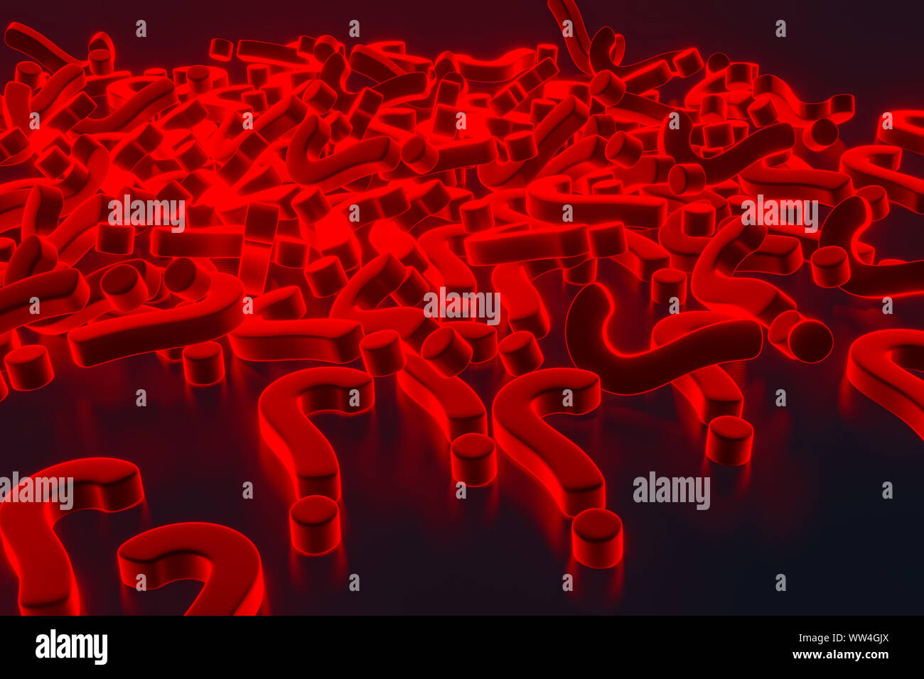 Mountain with question marks. Many question marks on floor. FAQ concept. 3d rendering Stock ...